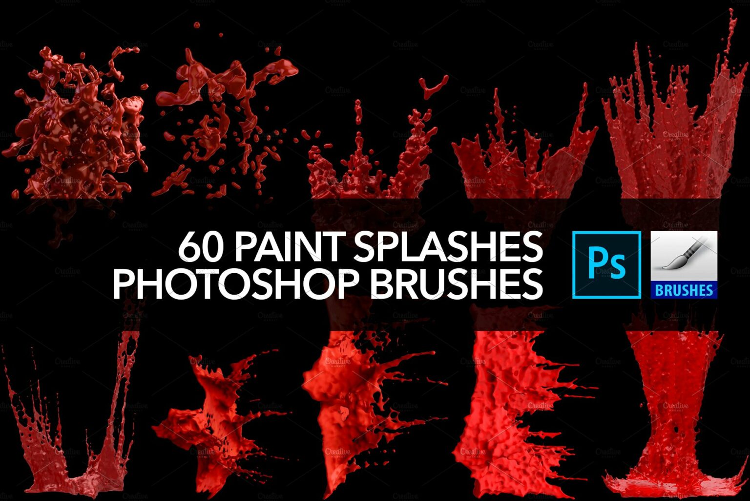 60 Paint Splash Brushes for PS – MasterBundles