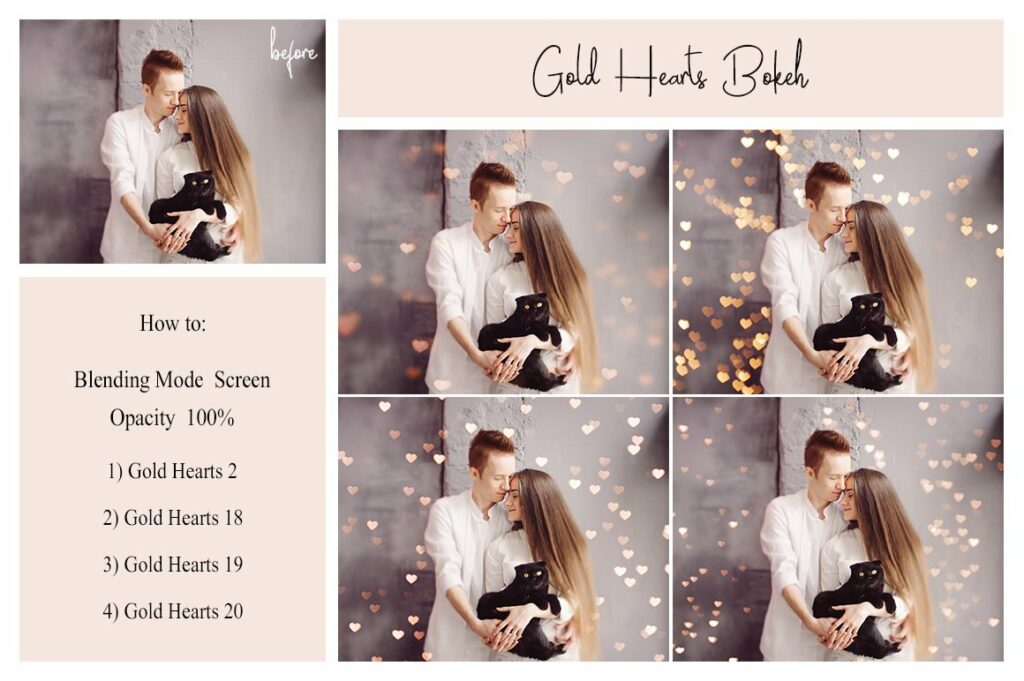 60 Hearts Bokeh Overlays – MasterBundles