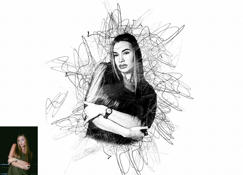 Pure Scribble Art Photoshop Action – MasterBundles