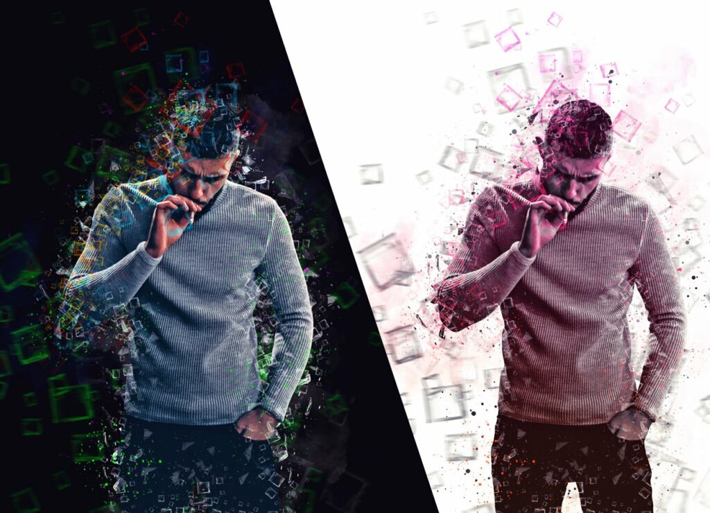 Pixel Shatter Effect PS Action – MasterBundles