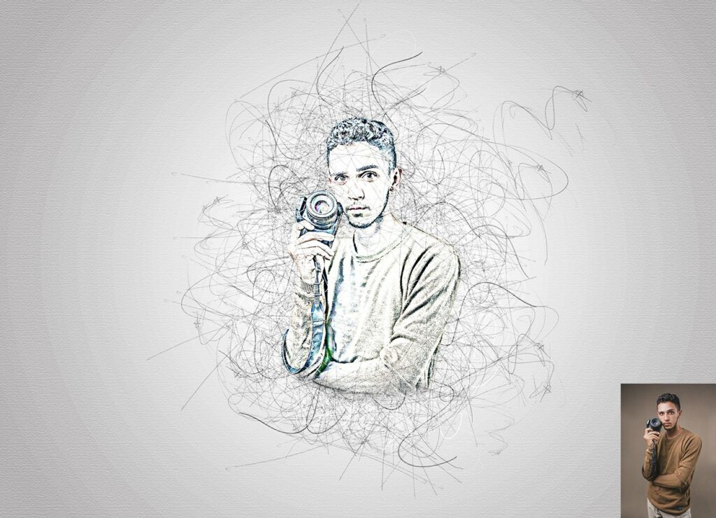 Scribble Drawing Photoshop Action – MasterBundles