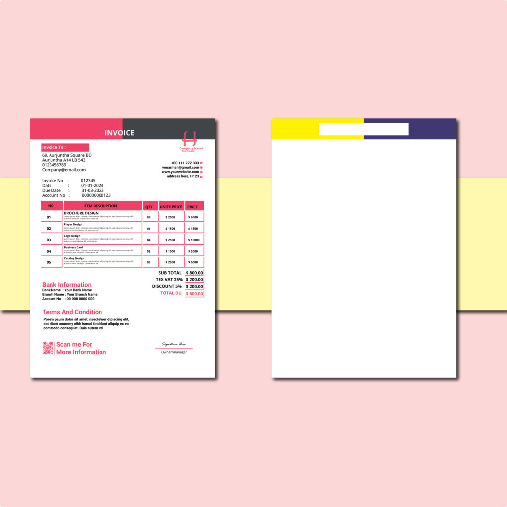 6 INVOICE TEMPLATES 12 COLORS - MasterBundles