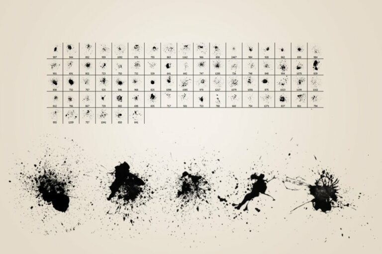 74 Handcrafted Splatter Brushes – MasterBundles
