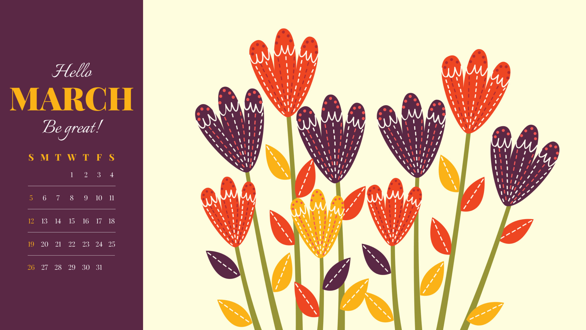 Hello March! Free Calendar - MasterBundles
