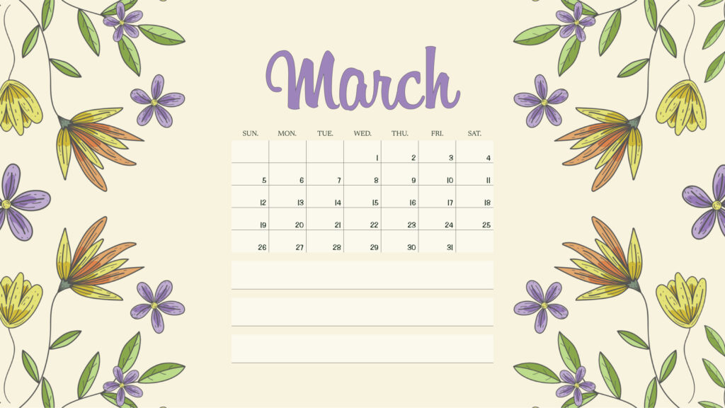 Free Blossom March Calendar - MasterBundles