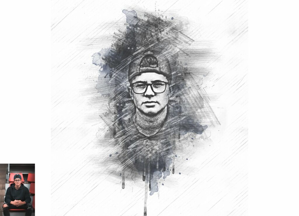 Pro Sketch Portrait Photoshop Action – MasterBundles