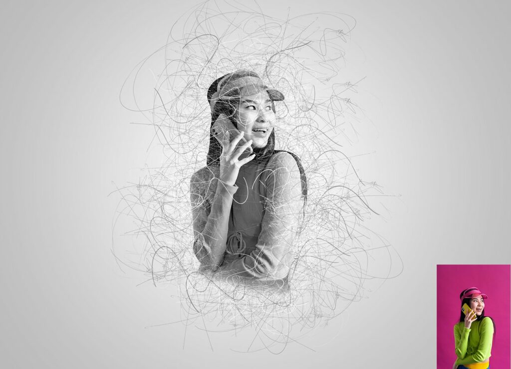 Scribble Drawing Photoshop Action – MasterBundles