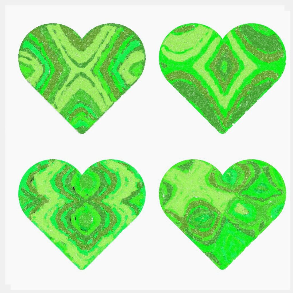 Lime Green Valentine Heart Cutouts Geometric Water Color - MasterBundles
