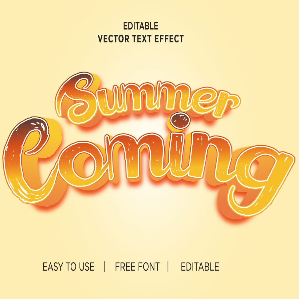 Summer 3d text effects vector illustrations. New Text style eps files ...