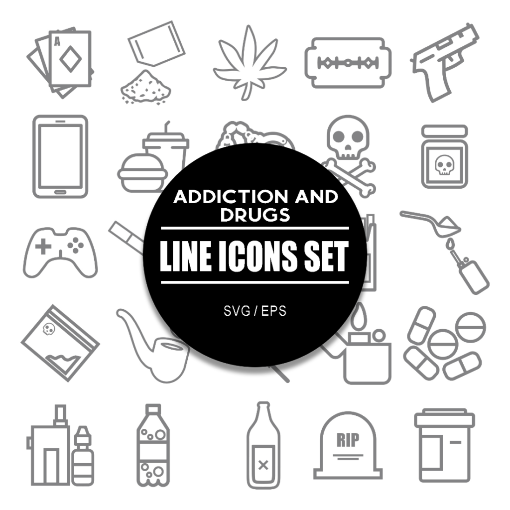 Addiction and Drugs Icon Set - MasterBundles