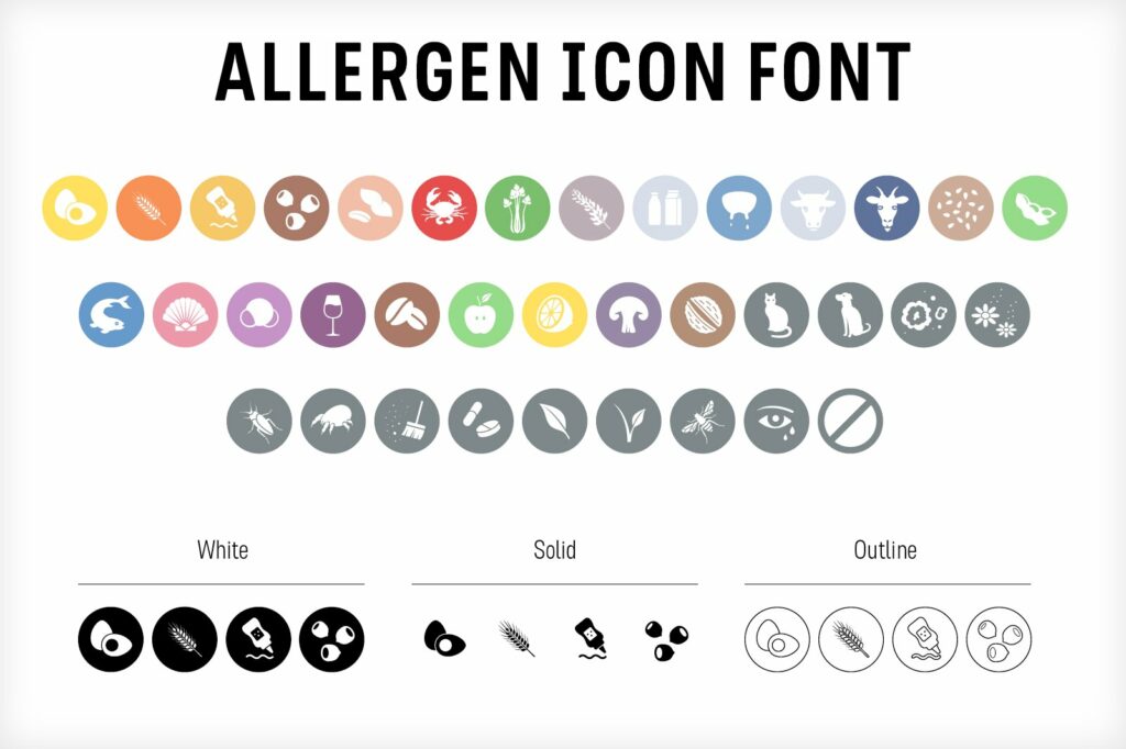 Food & Allergen icon font set – MasterBundles