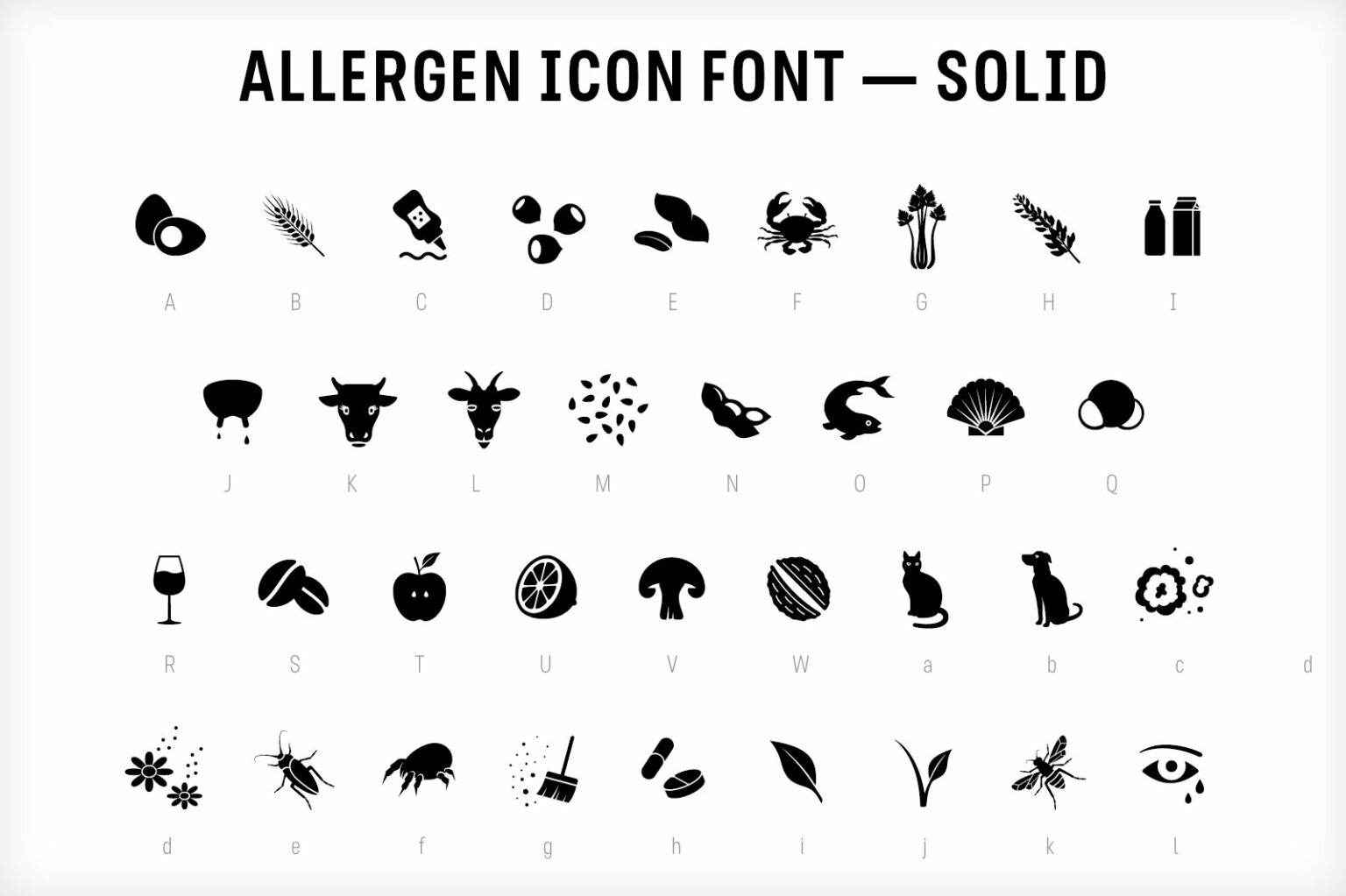 Food & Allergen icon font set – MasterBundles