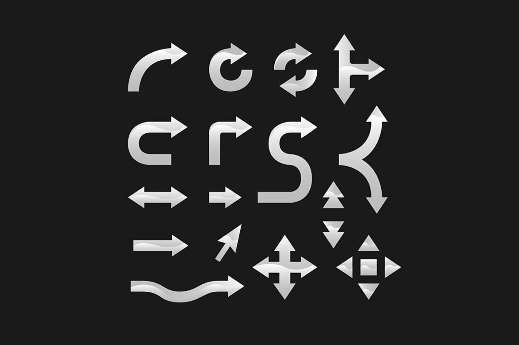 100+ Vector arrows set & web font – MasterBundles