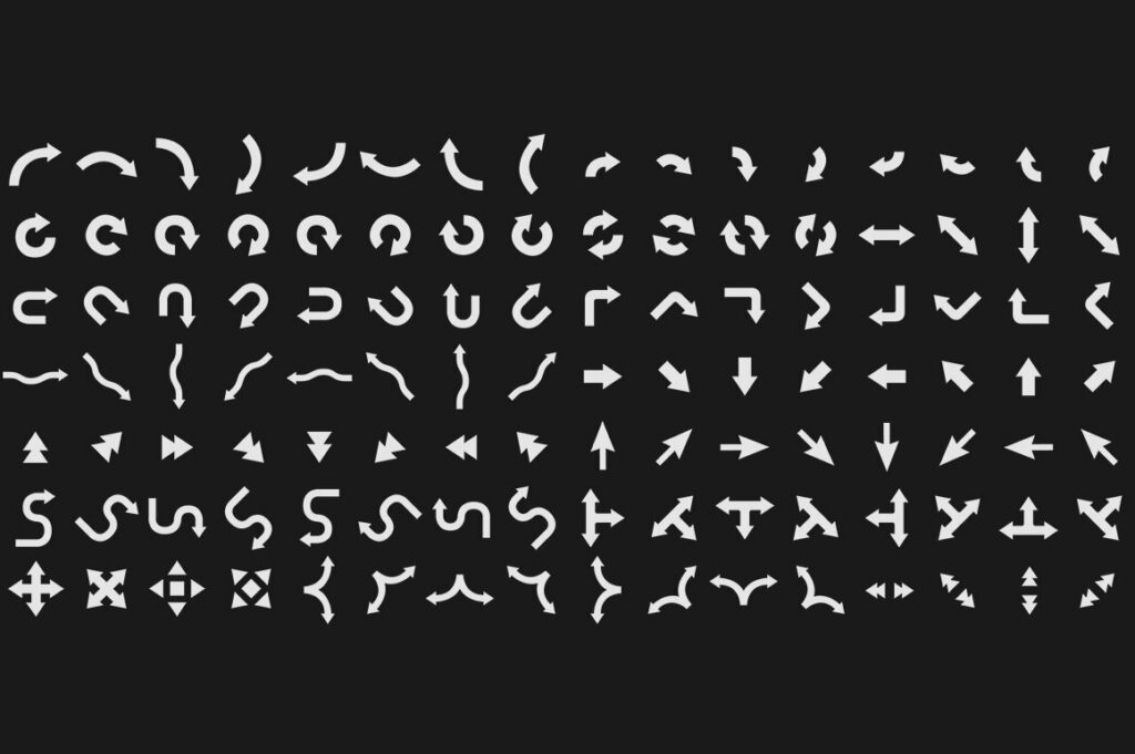 100+ Vector arrows set & web font – MasterBundles