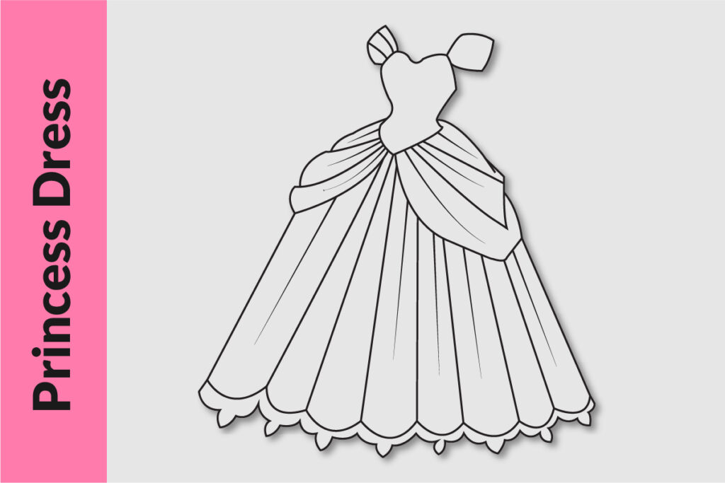 Princess Dress Coloring Page - MasterBundles