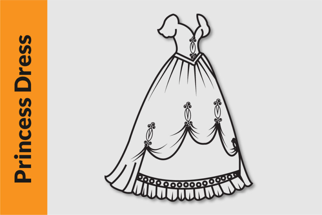 Princess Dress Coloring Page - MasterBundles
