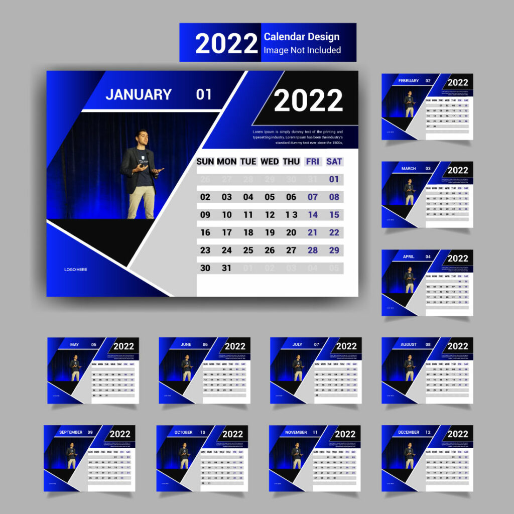New Year Desk Calendar Template Design For Corporate Business Company ...