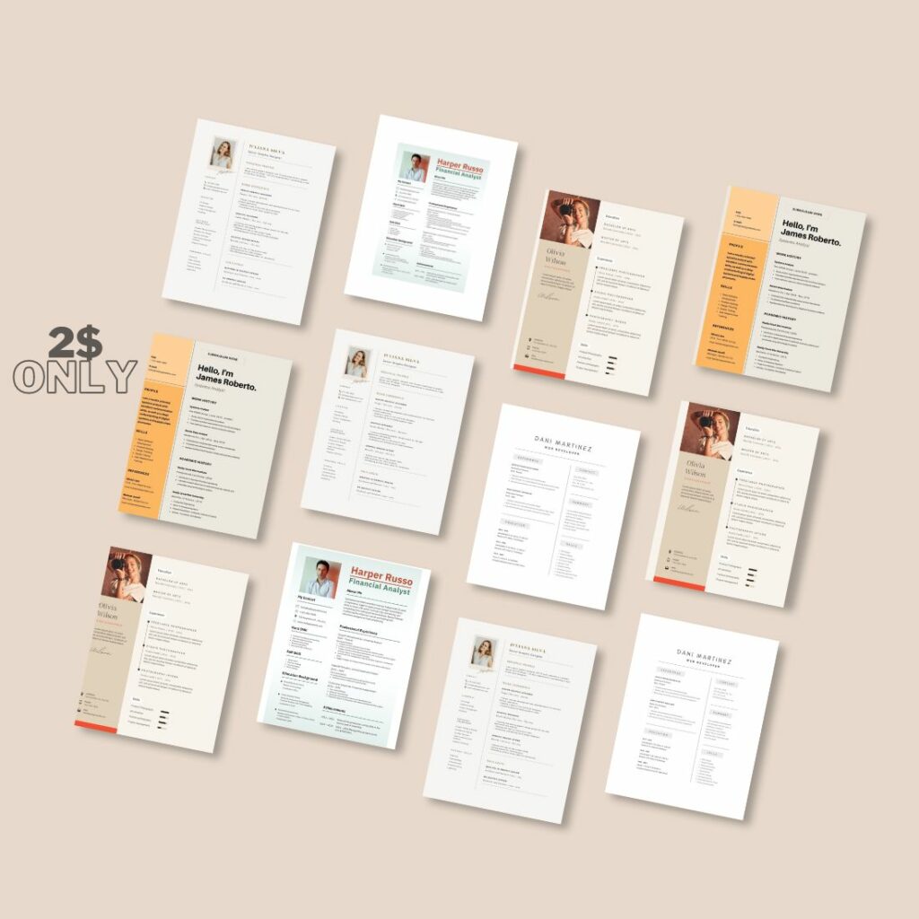 5 PROFESSINAL RESUME BUNDLE ONLY IN 2$ - MasterBundles, RESUME , CV ...