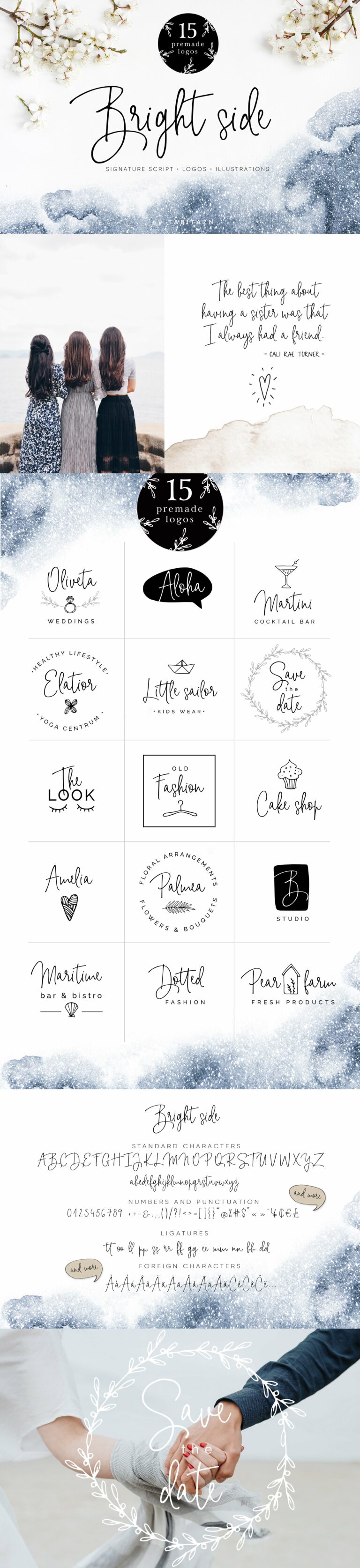 Bright Side script font & logos – MasterBundles
