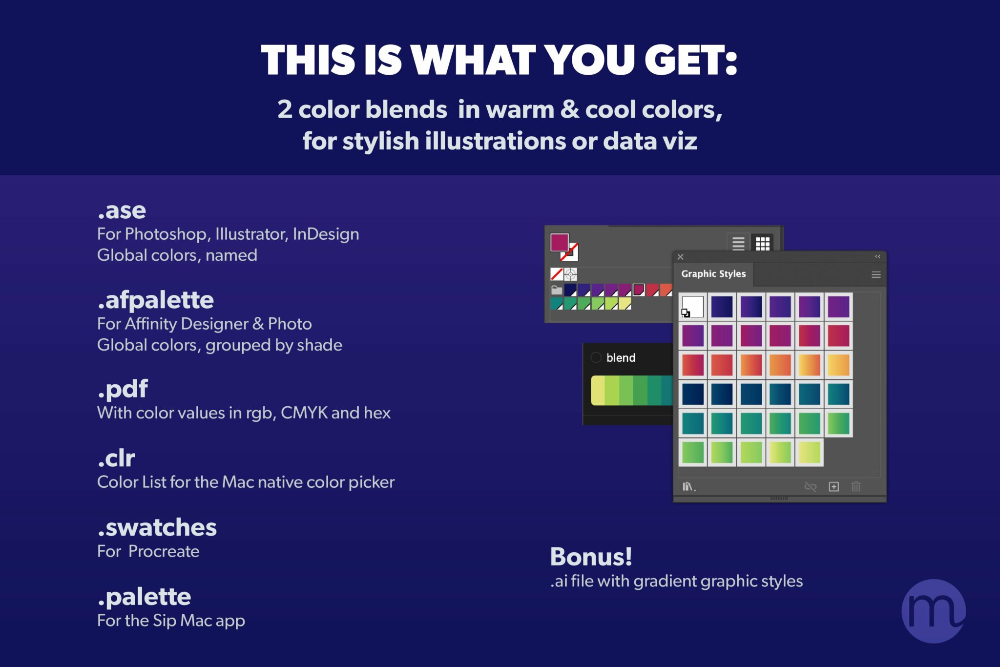 Blend color palette for AI, AF, Pr – MasterBundles
