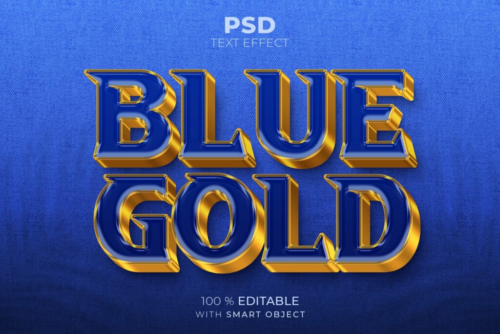 Blue Gold 3D Editable Text Effect – MasterBundles