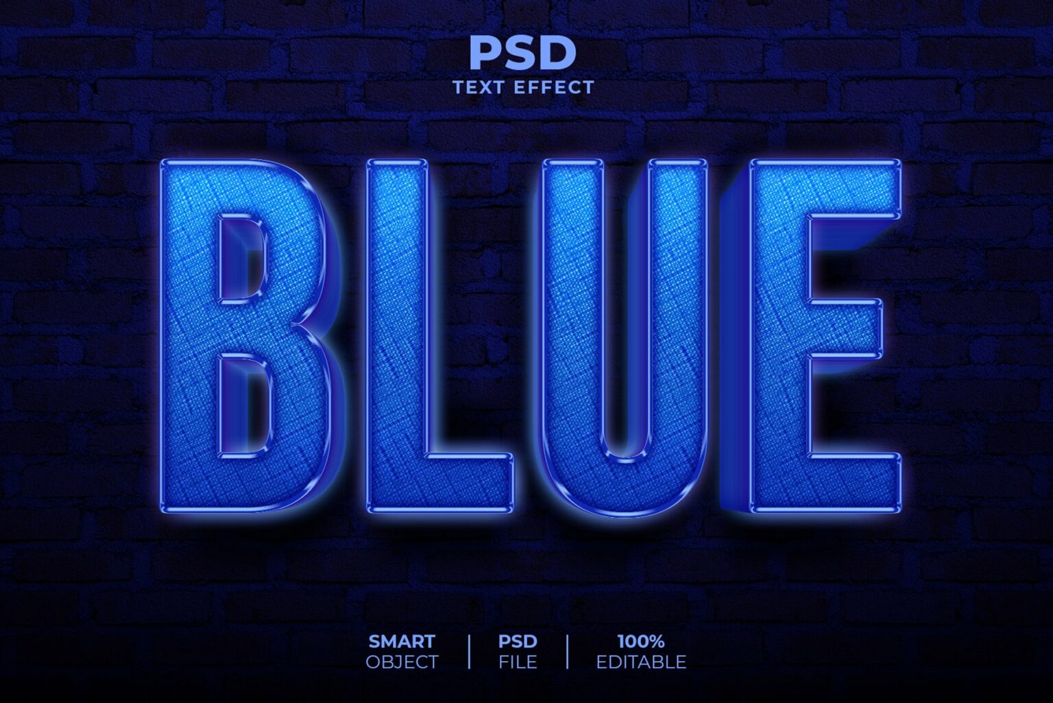 Blue Neon 3D Editable Text Effect – MasterBundles