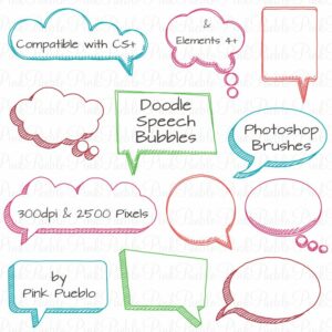 Doodle Speech Bubbles PS Brushes – MasterBundles