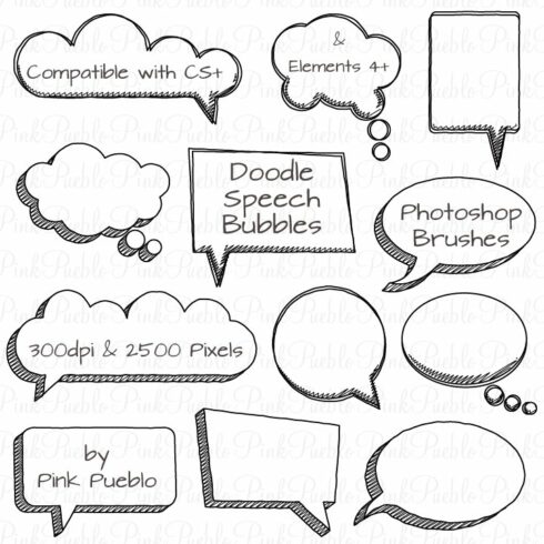 Doodle Speech Bubbles PS Brushes – MasterBundles