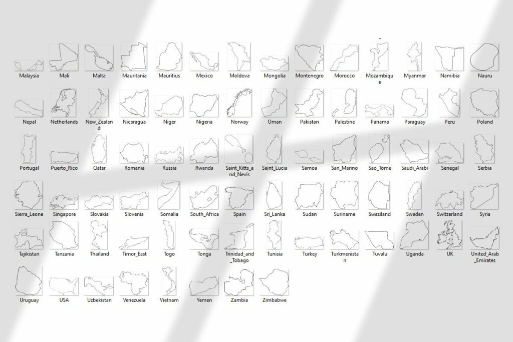 World Countries Outline MAP Stamps – MasterBundles