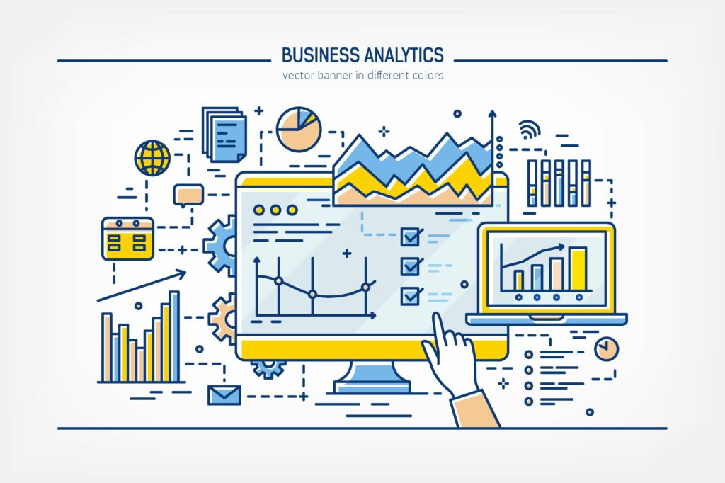 Business analytics line art banner – MasterBundles