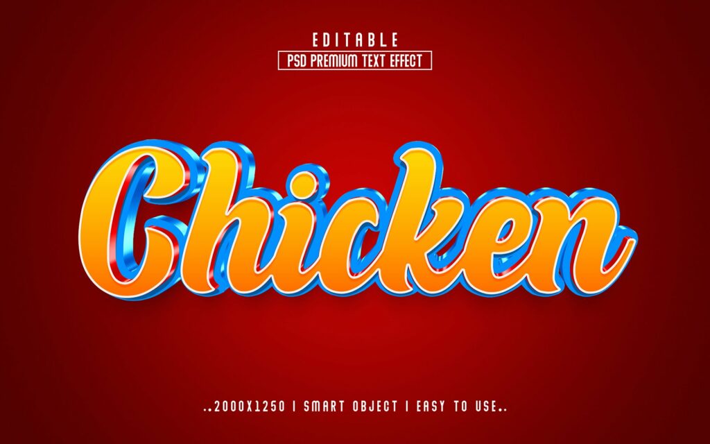 Chicken 3D Editable PSD Text Effect – MasterBundles