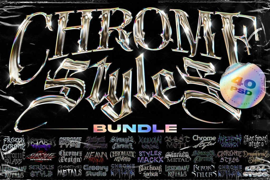 Chrome Text Styles Bundle - 40% OFF – MasterBundles