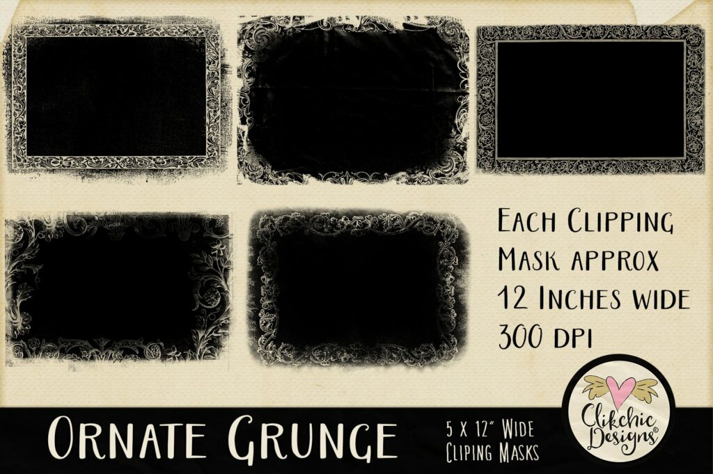 Ornate Grunge Clipping Masks – MasterBundles