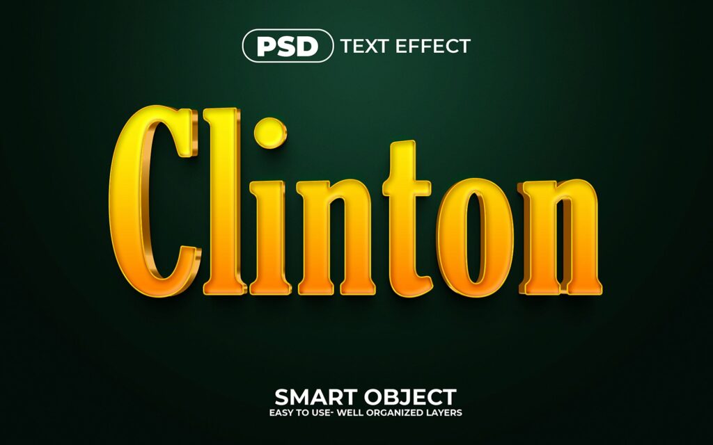 Clinton 3D Editable PSD Text Effect – MasterBundles