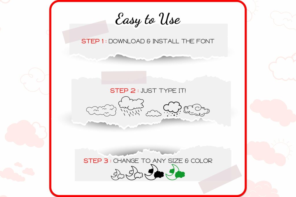 Cloudy Doodles - Dingbats Font – MasterBundles