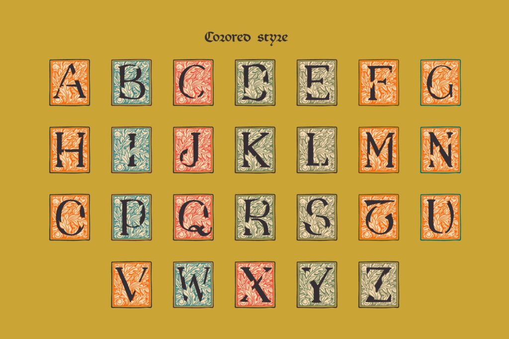 Medieval Leaves Colored initials set – MasterBundles