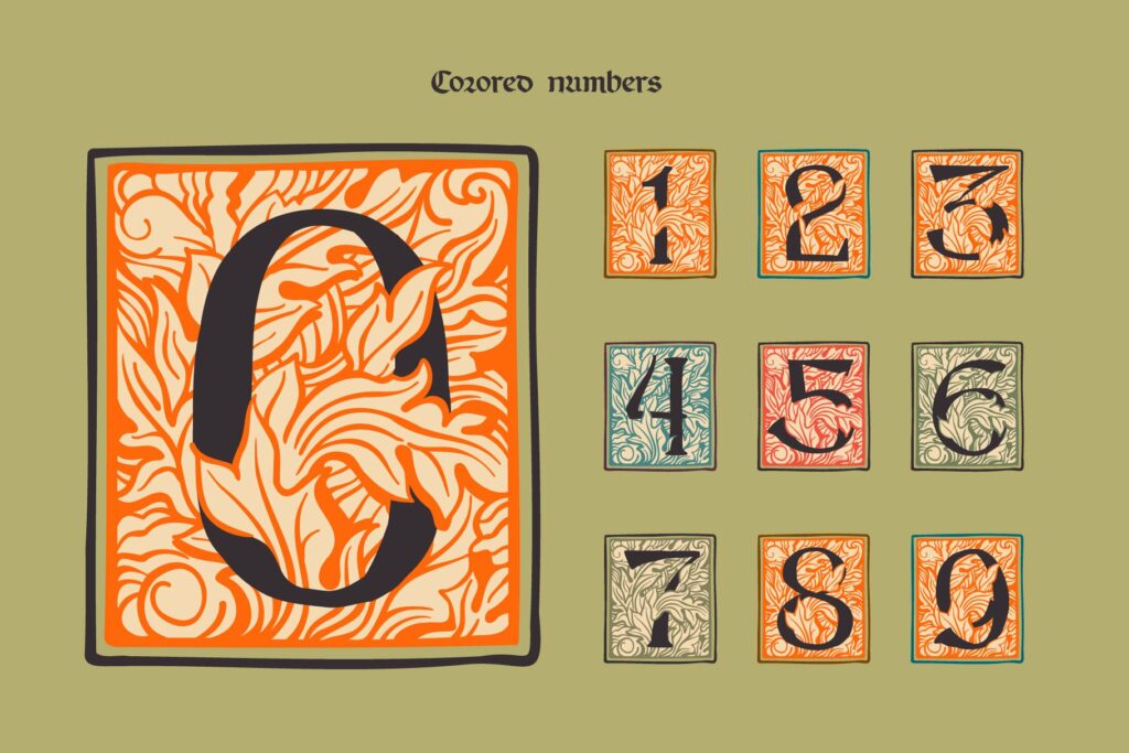 Medieval Leaves Colored initials set – MasterBundles