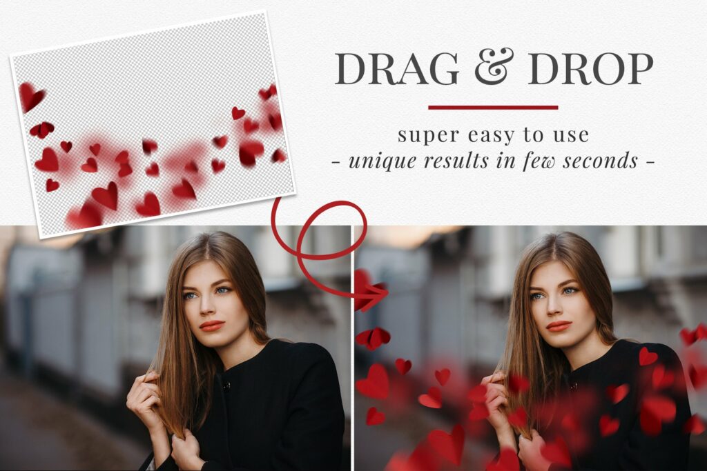 Falling Paper Hearts photo overlays – MasterBundles