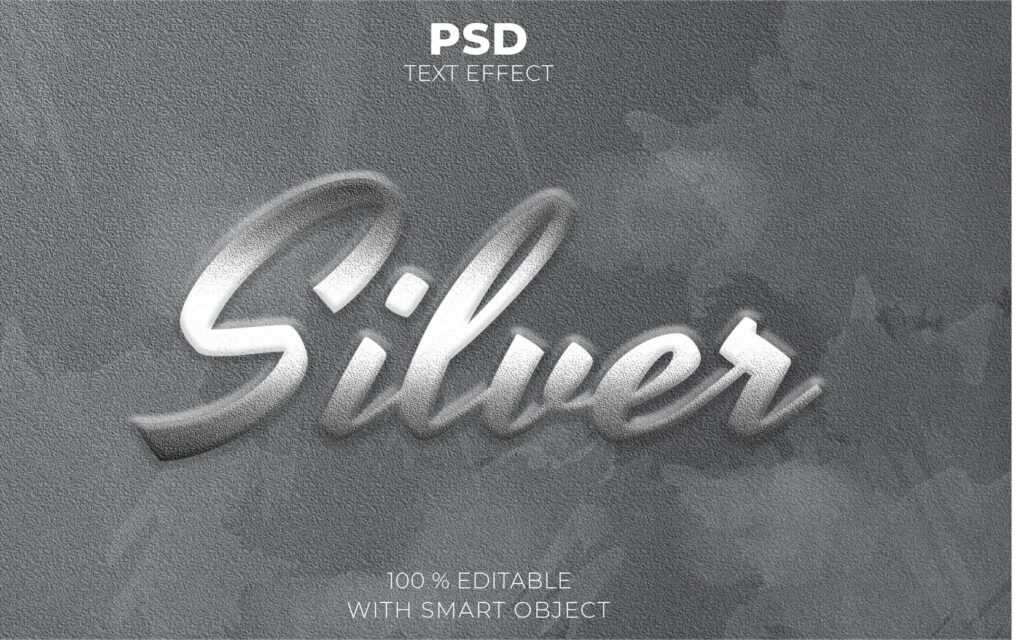 Silver Chrome Editable Text Effect – MasterBundles