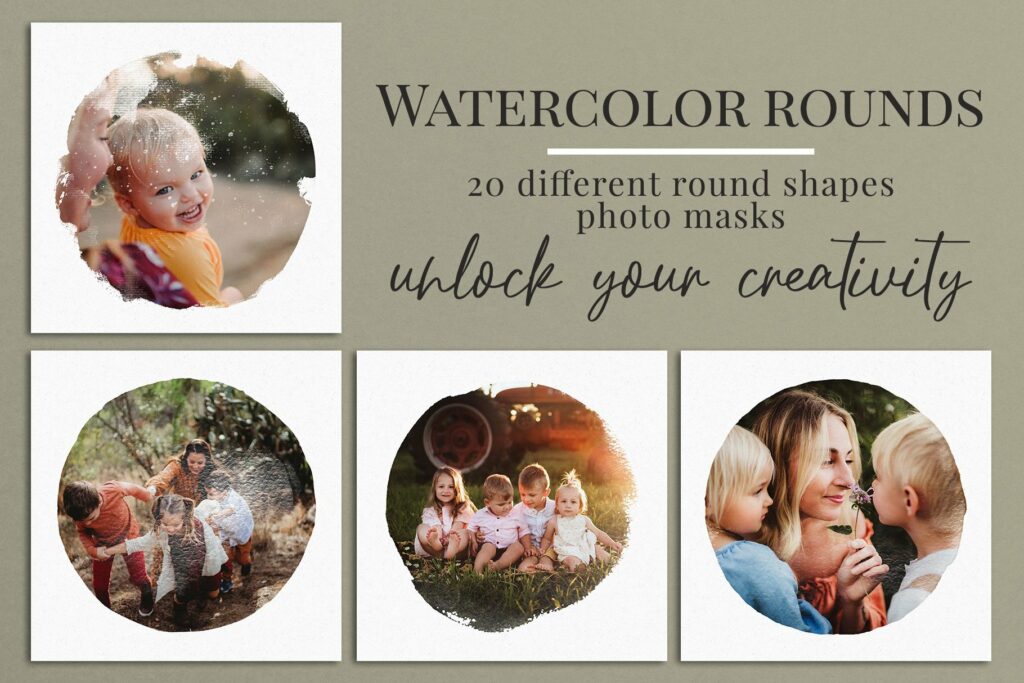 Watercolor rounds photo masks – MasterBundles