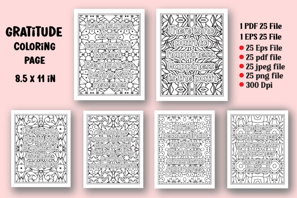 Gratitude Quotes Coloring page - MasterBundles