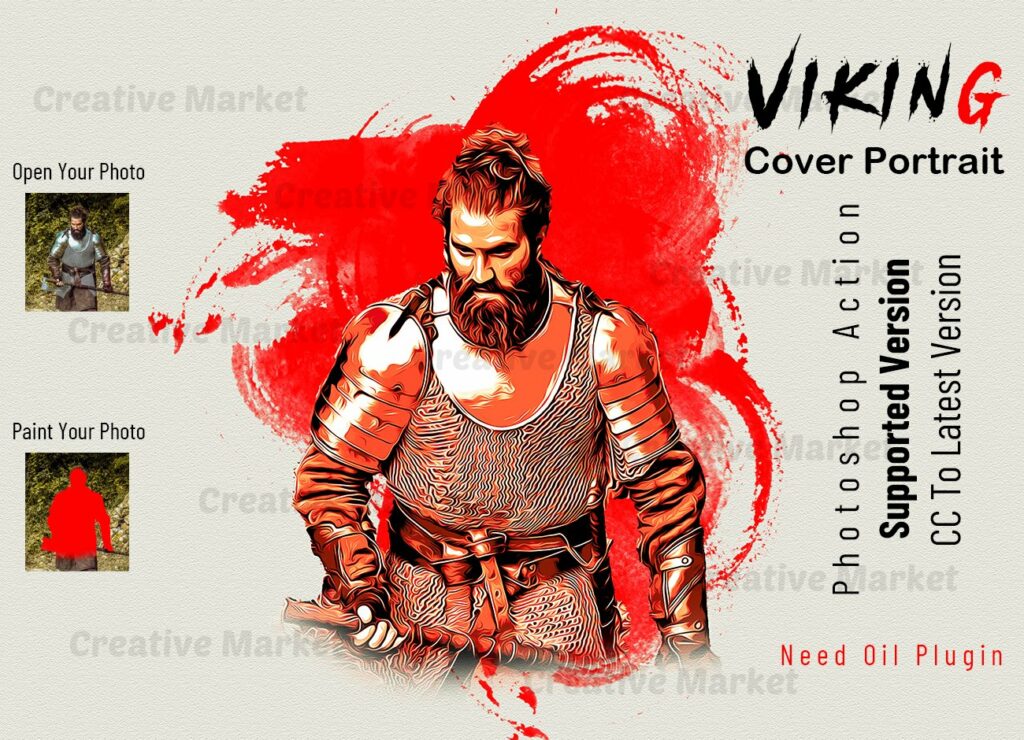 Viking Cover Portrait PS Action – MasterBundles