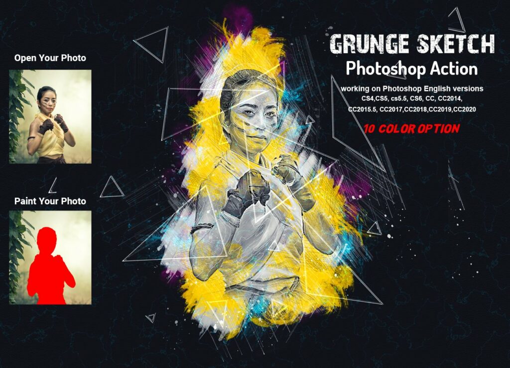 Grunge Sketch Photoshop Action – MasterBundles