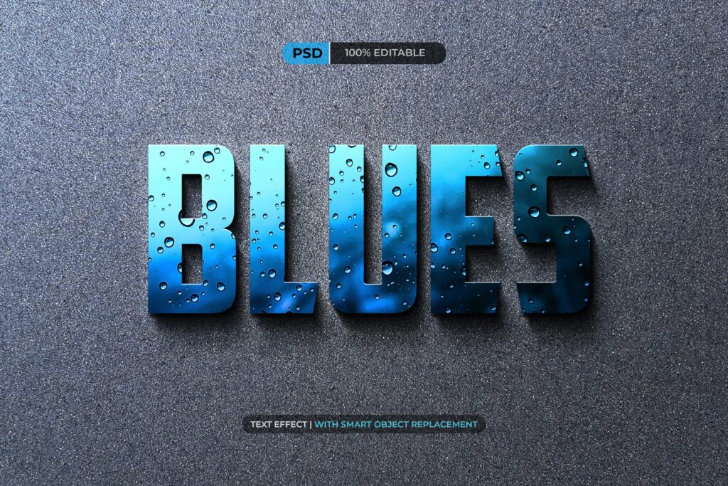 Realistic Text Effect - 3D Blues – MasterBundles