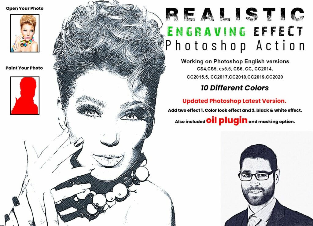 Realistic Engraving Effect PS Action – MasterBundles