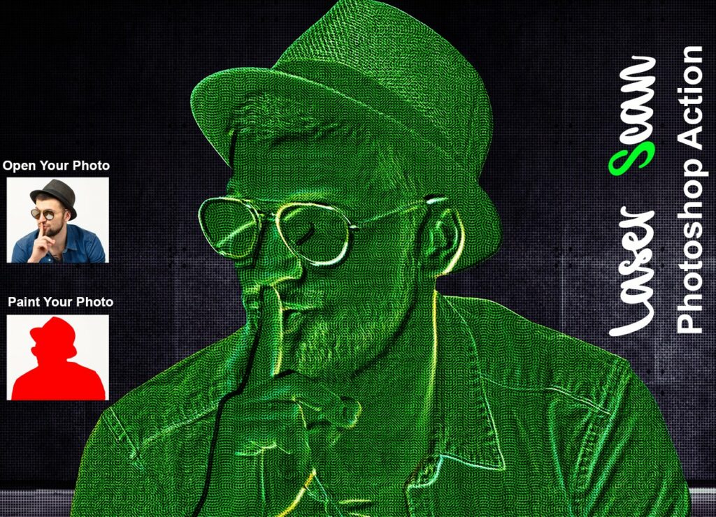 Laser Scan Photoshop Action – MasterBundles