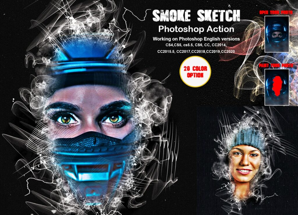 Smoke Sketch Photoshop Action – MasterBundles