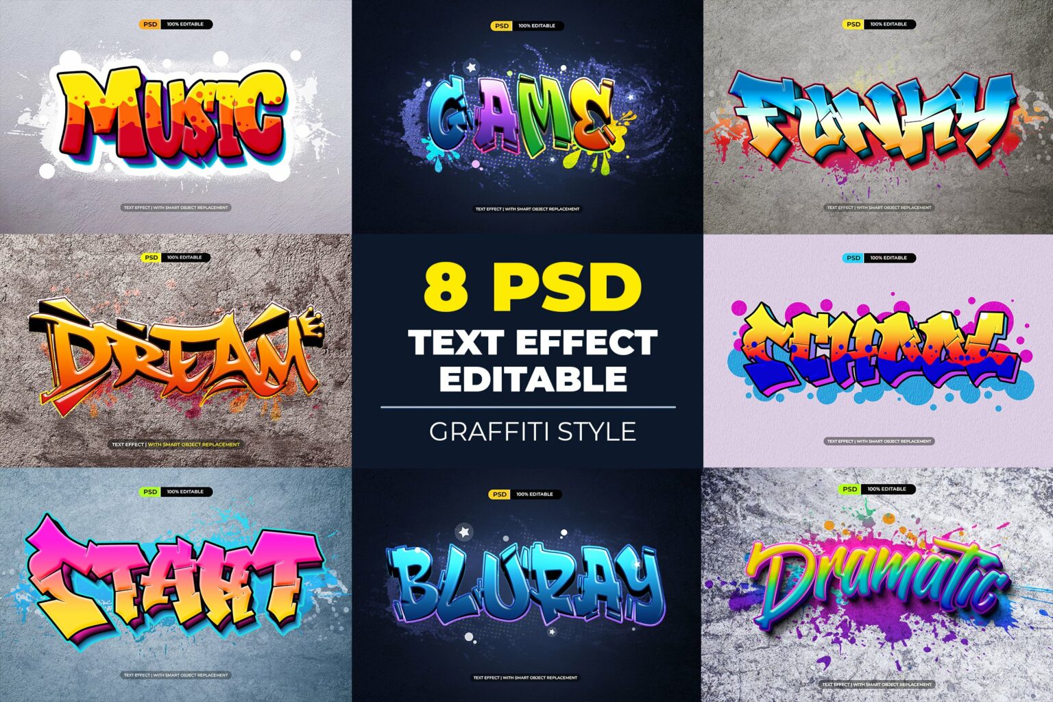 Graffiti PSD Text Effect Bundle – MasterBundles