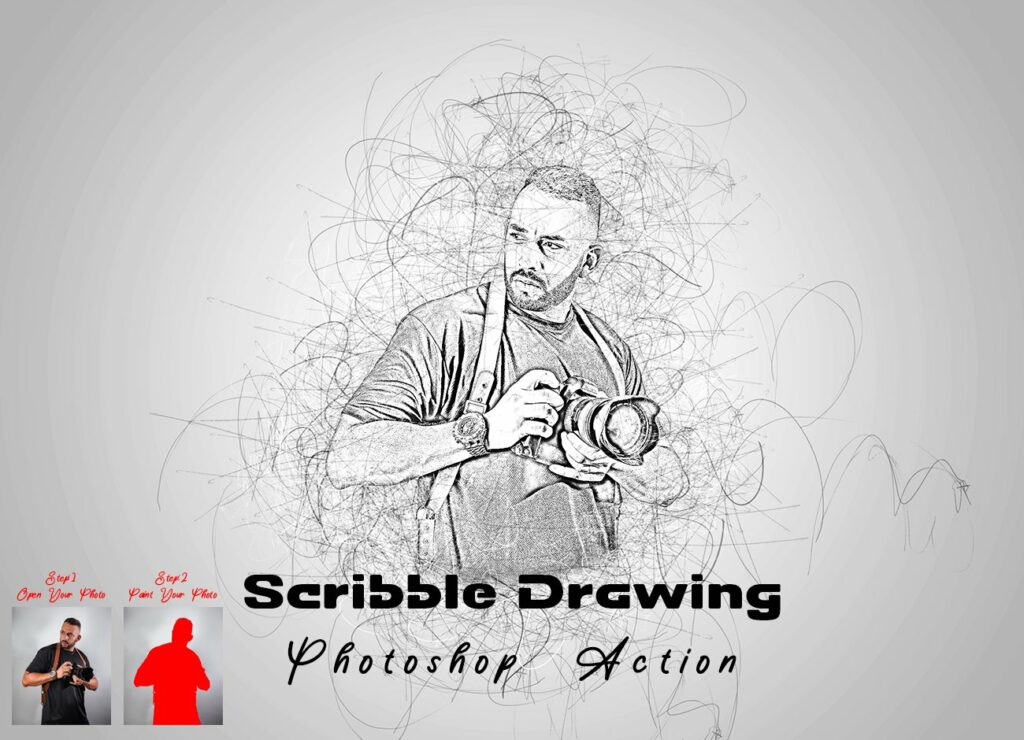 Scribble Drawing Photoshop Action – MasterBundles