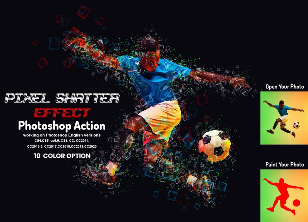 Pixel Shatter Effect PS Action – MasterBundles